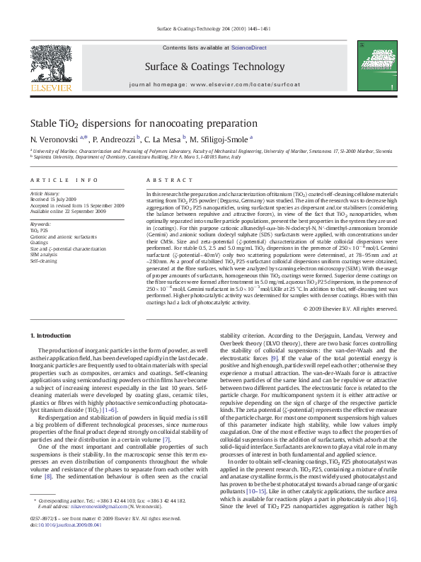 (PDF) Stable TiO2 Dispersions for Cellulose Nanocoatings
