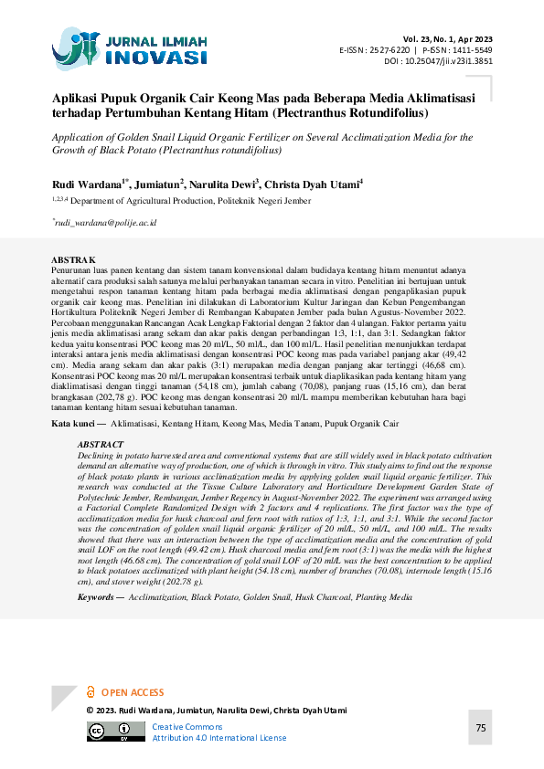 (PDF) Aplikasi Pupuk Organik Cair Keong Mas Pada Beberapa Media ...