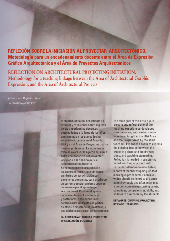 (PDF) Reflexión sobre la iniciación al proyectar arquitectónico. Metodología para un ...