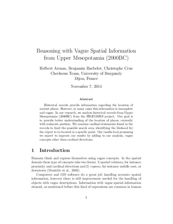 (PDF) Reasoning with Vague Spatial Information from Upper Mesopotamia ...
