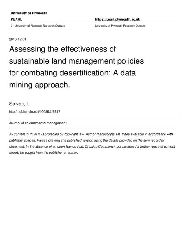 (PDF) Assessing the effectiveness of sustainable land management ...
