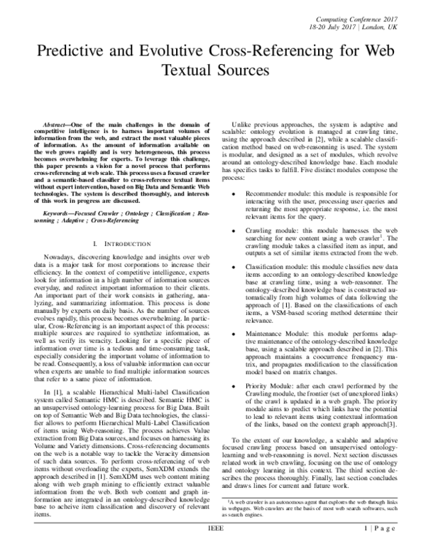 (PDF) Predictive and evolutive cross-referencing for web textual sources | christophe cruz ...