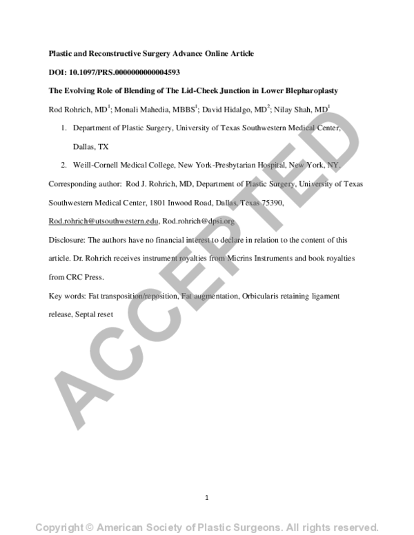 (PDF) The Evolving Role of Blending of the Lid-Cheek Junction in Lower ...