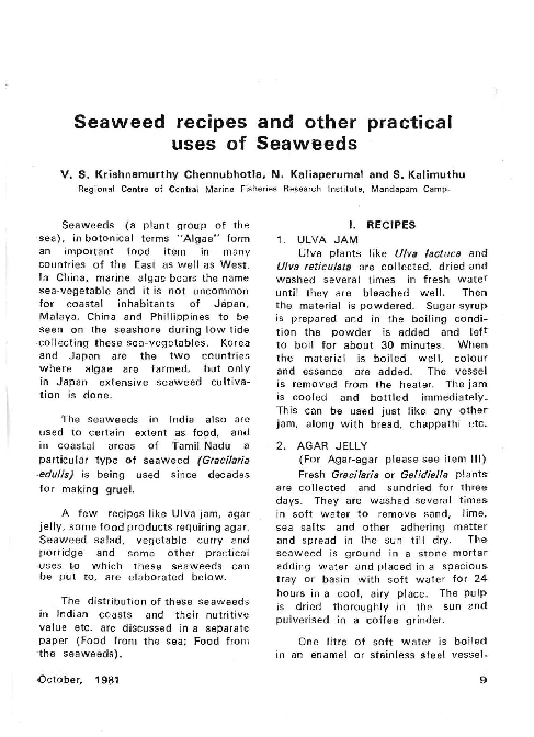 (PDF) Seaweed recipes and other practical uses of seaweeds