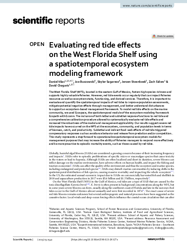 (PDF) Evaluating red tide effects on the West Florida Shelf using a ...