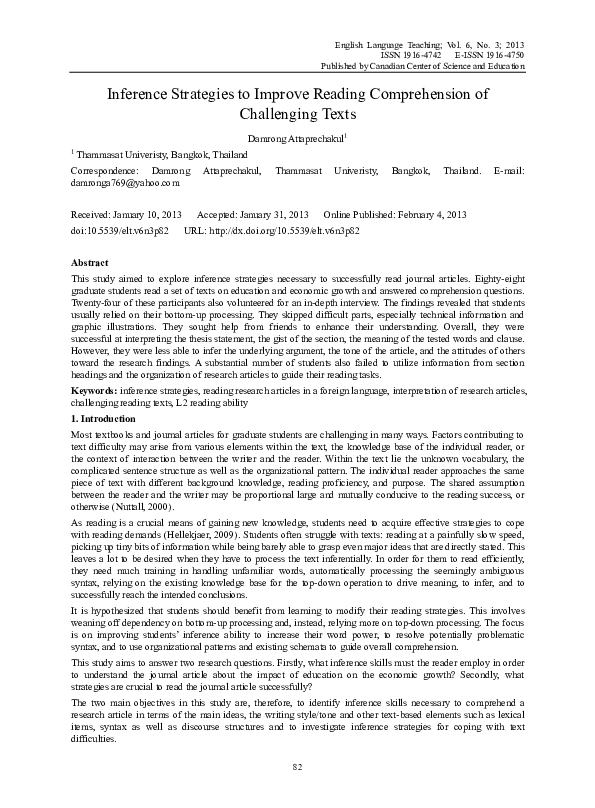 (PDF) Inference Strategies to Improve Reading Comprehension of ...