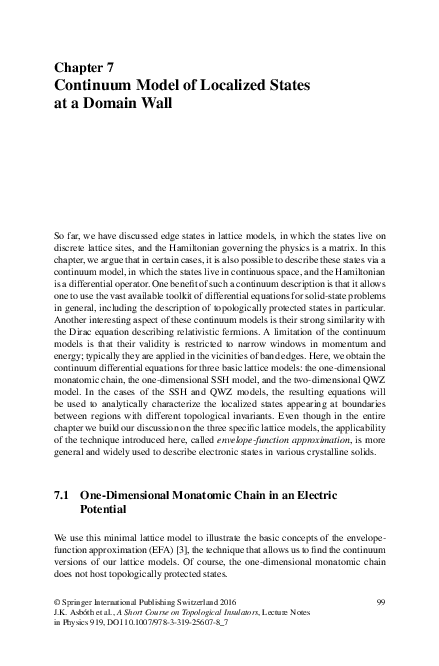 (PDF) Continuum Model of Localized States at a Domain Wall