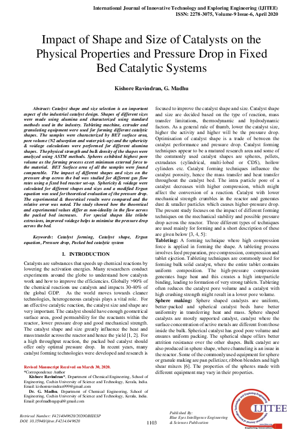 (PDF) Impact of Shape and Size of Catalysts on the Physical Properties ...