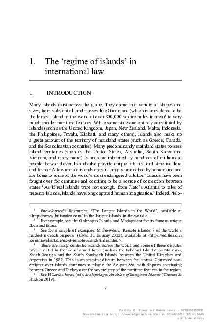 (PDF) The 'regime of islands' in international law
