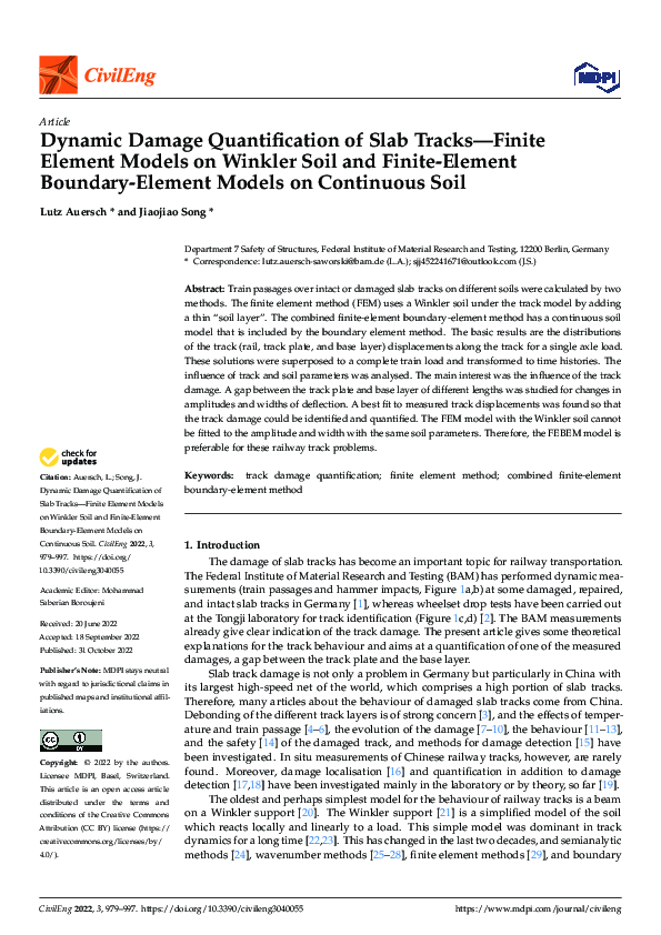 (PDF) Dynamic Damage Quantification of Slab Tracks—Finite Element ...
