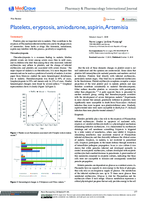 (PDF) Platelets, eryptosis, amiodarone, aspirin, Artemisia