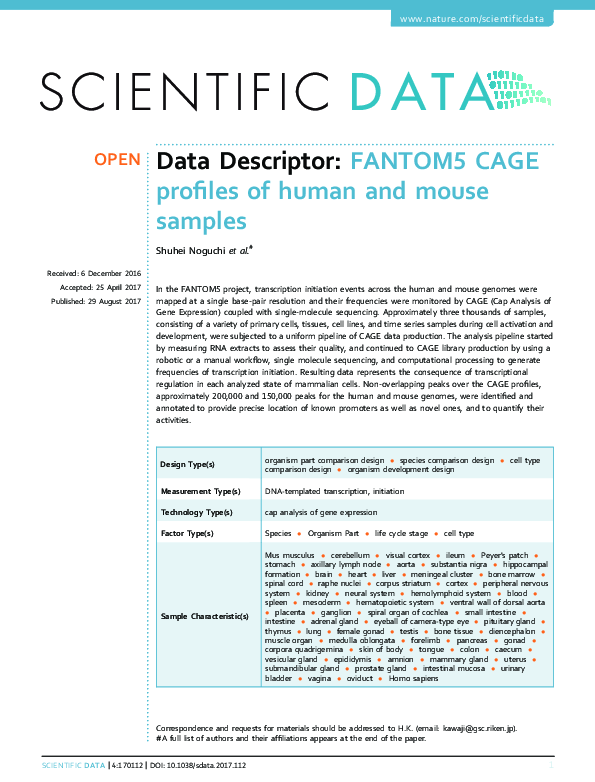 (PDF) FANTOM5 CAGE profiles of human and mouse samples