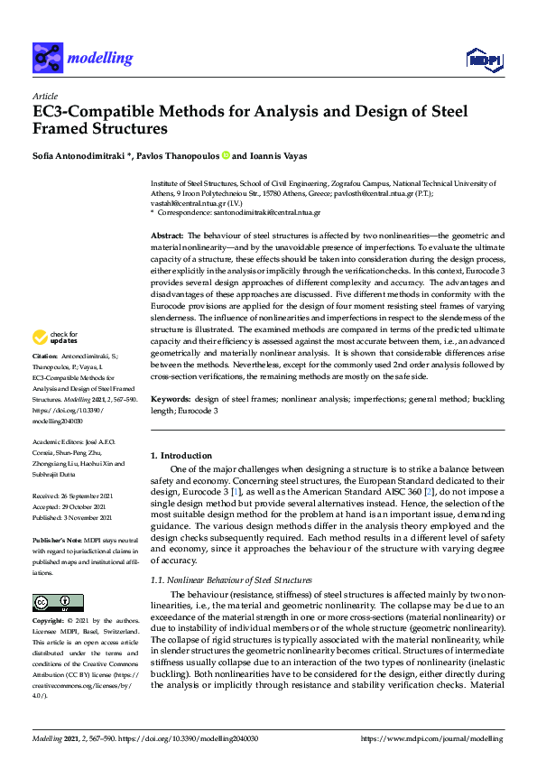 (PDF) EC3-Compatible Methods for Analysis and Design of Steel Framed Structures