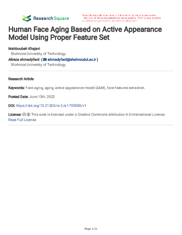 (PDF) Human face aging based on active appearance model using proper ...