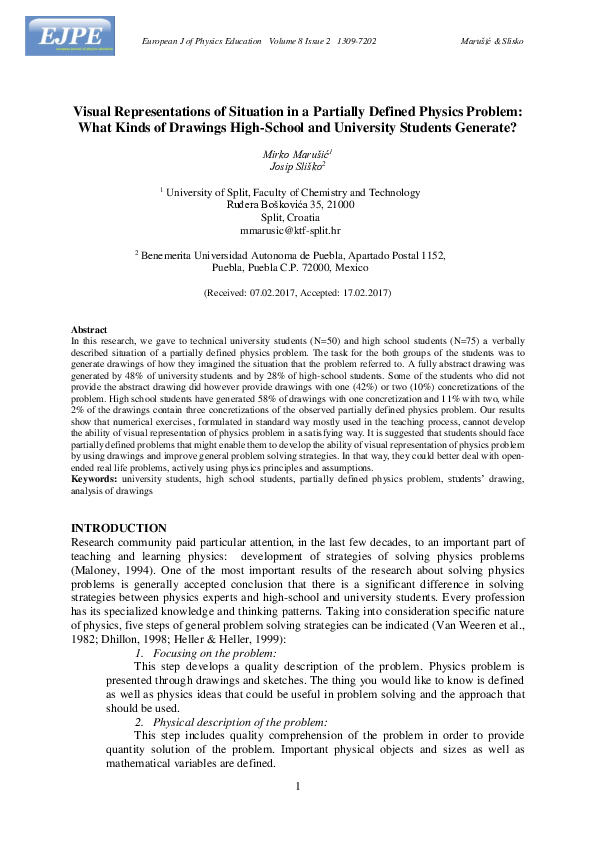 (PDF) Visual Representations of Situation in a Partially Defined Physics Problem: What Kinds of ...