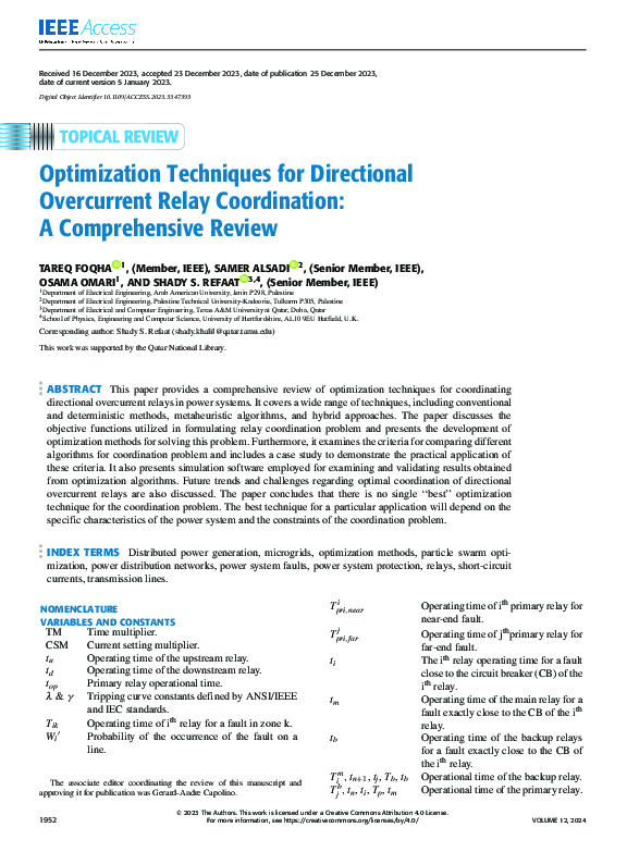 Pdf Optimization Techniques For Directional Overcurrent Relay Coordination A Comprehensive Review