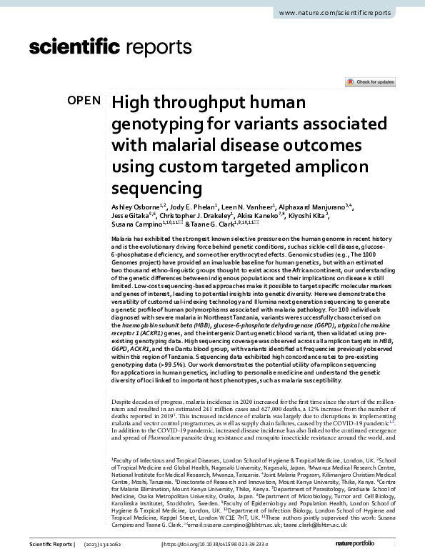 (PDF) High throughput human genotyping for variants associated with ...