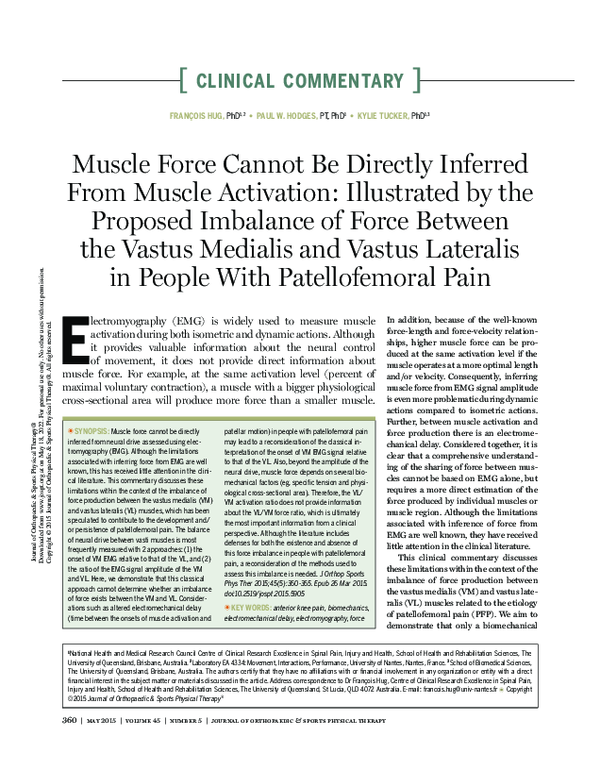 (PDF) Muscle Force Cannot Be Directly Inferred From Muscle Activation ...