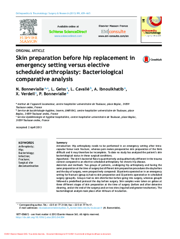 (PDF) Skin preparation before hip replacement in emergency setting ...