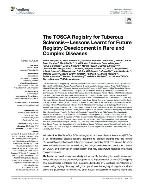 (PDF) TOSCA Registry Insights for Future Rare Disease Registries