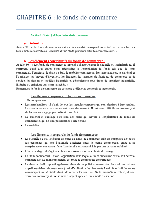 (PDF) CHAPITRE 6 : le fonds de commerce