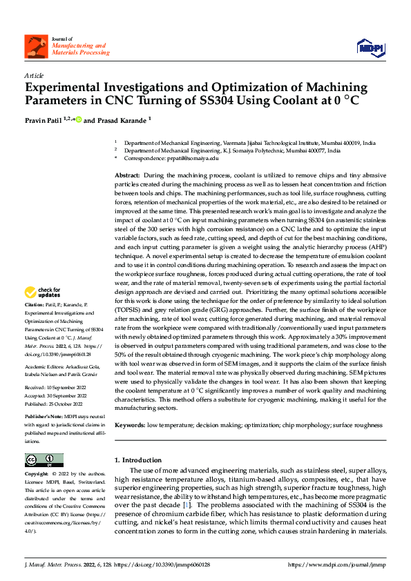 (PDF) Experimental Investigations and Optimization of Machining Parameters in CNC Turning of ...
