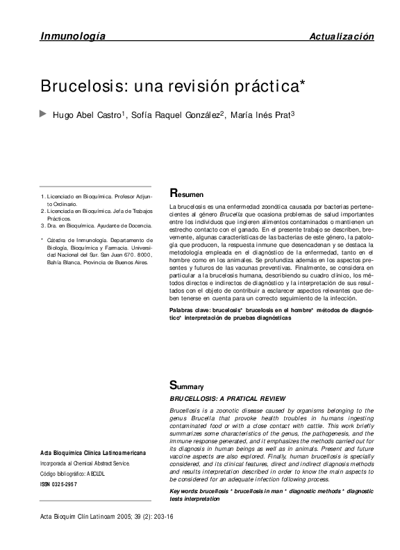 (PDF) Brucelosis: una revisi n pr ctica