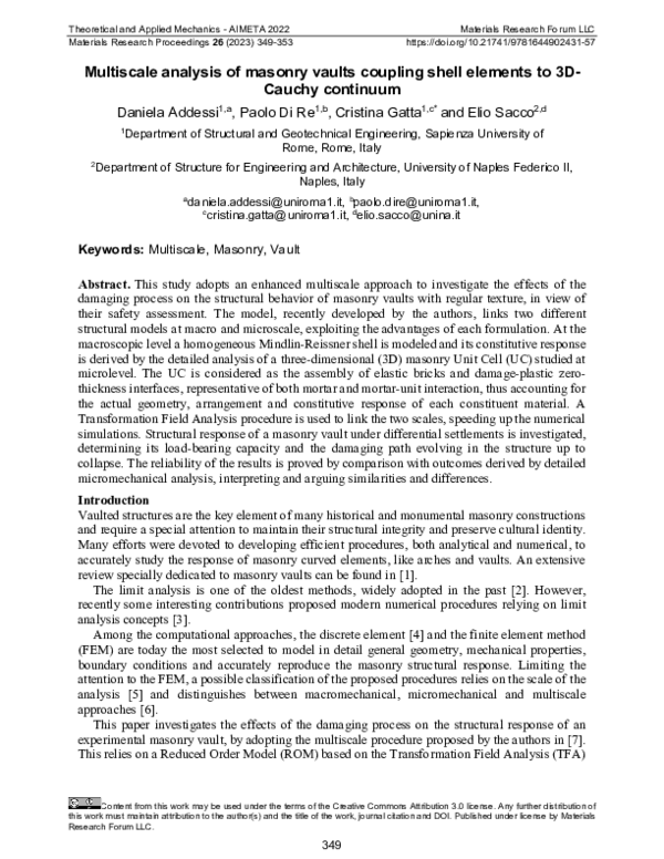 (PDF) Multiscale analysis of masonry vaults coupling shell elements to 3D-Cauchy continuum ...