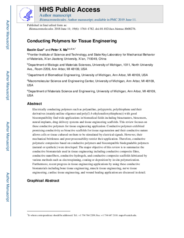 (PDF) Conducting Polymers for Tissue Engineering