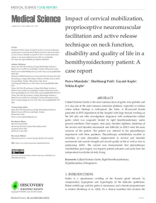 (PDF) Impact of cervical mobilization, proprioceptive neuromuscular ...