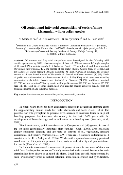 (PDF) Oil content and fatty acid composition of seeds of some ...