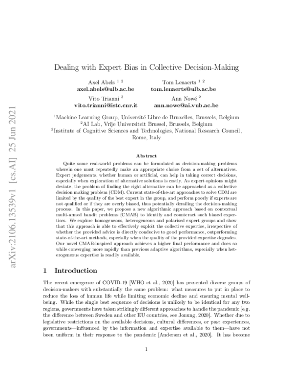 (PDF) Counteracting Expert Bias in Collective Decision-Making