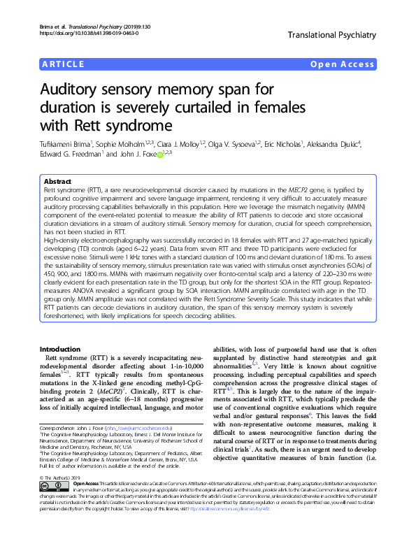 (PDF) Auditory sensory memory span for duration is severely curtailed ...