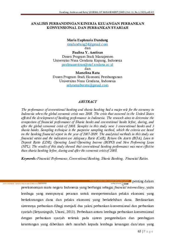 (PDF) Analisis Perbandingan Kinerja Keuangan Perbankan Konvensional Dan Perbankan Syariah ...