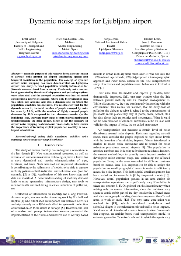 (PDF) Dynamic noise maps for Ljubljana airport