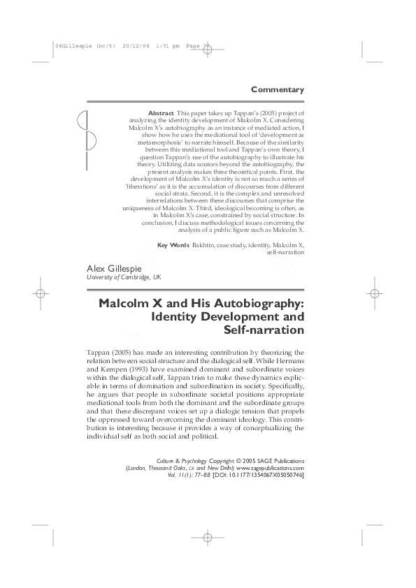 (PDF) Malcolm X and his autobiography: Identity development and self ...