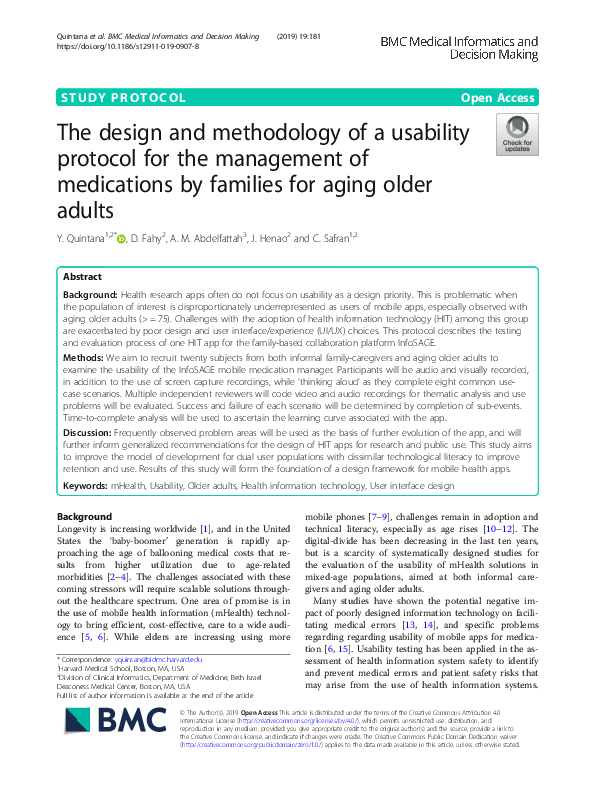 (PDF) The design and methodology of a usability protocol for the management of medications by ...