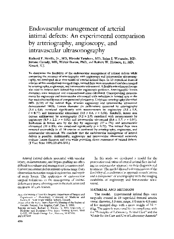 (PDF) Endovascular management of arterial intimal defects: An ...