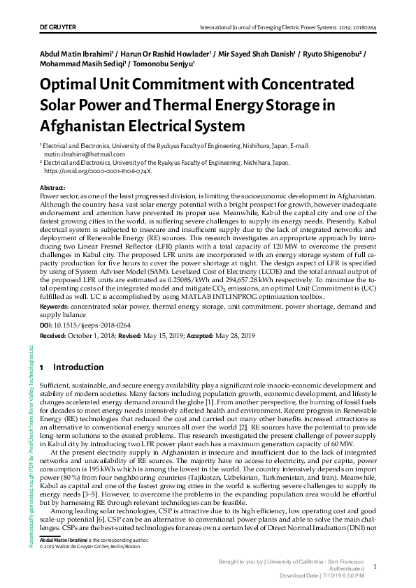 (PDF) Optimal Unit Commitment with Concentrated Solar Power and Thermal Energy Storage in ...