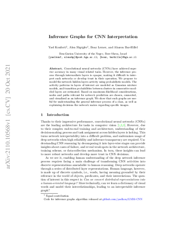 (PDF) Inference Graphs for CNN Interpretation