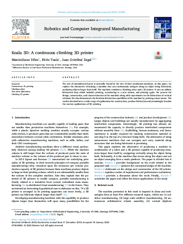 (PDF) Koala 3D: A continuous climbing 3D printer