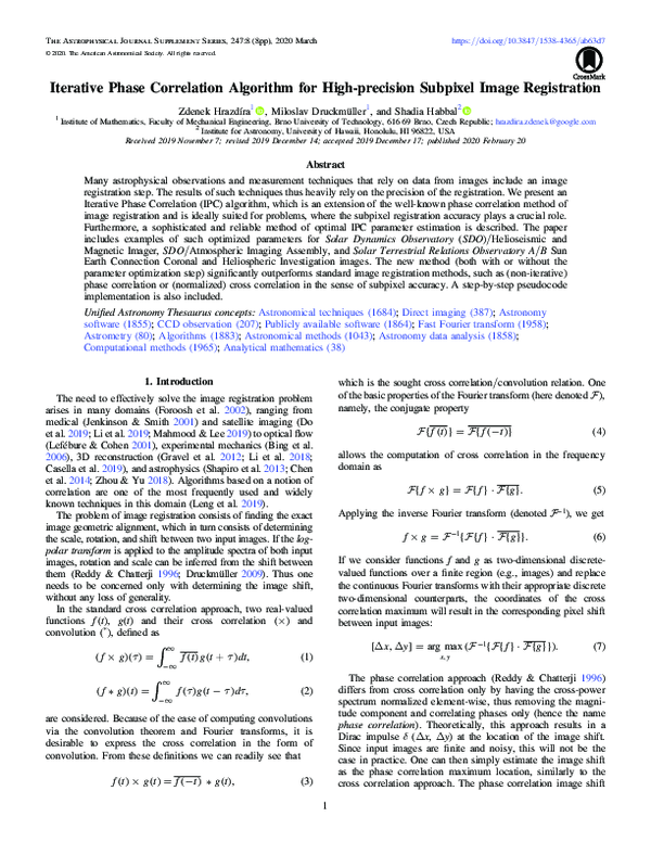 Pdf Iterative Phase Correlation Algorithm For High Precision Subpixel Image Registration