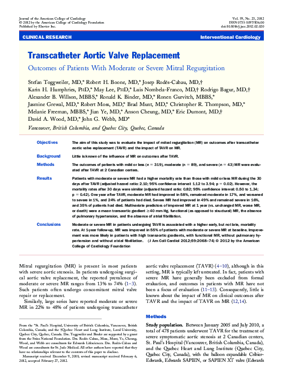 (PDF) Transcatheter Aortic Valve Replacement