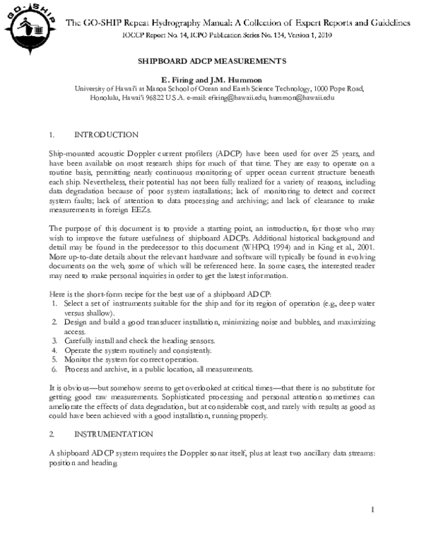 (PDF) Shipboard ADCP Measurements
