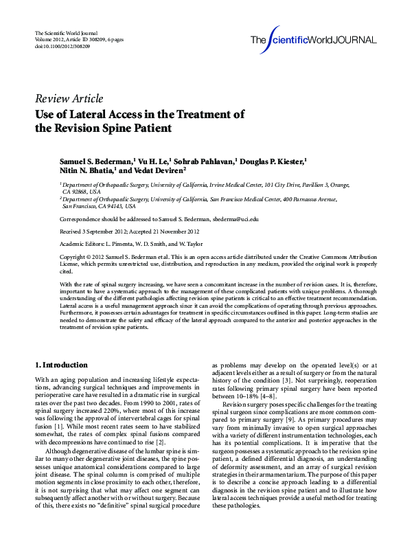 (PDF) Use of Lateral Access in the Treatment of the Revision Spine Patient