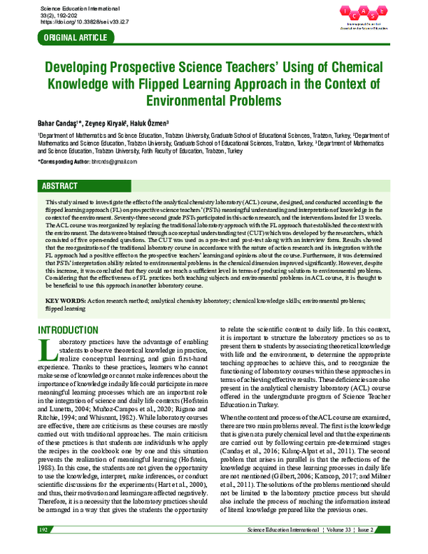 (PDF) Developing Prospective Science Teachers' Using of Chemical Knowledge with Flipped Learning ...