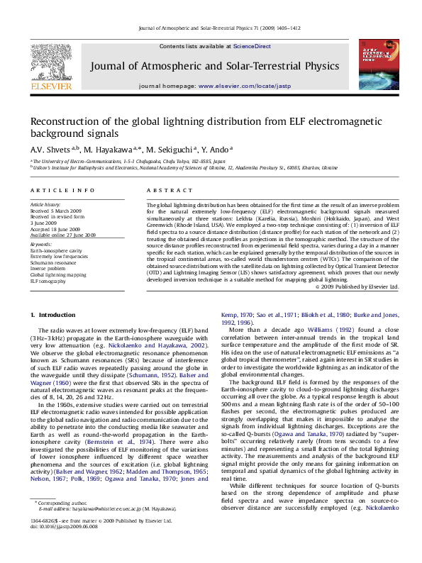 (PDF) Reconstruction of the global lightning distribution from ELF ...