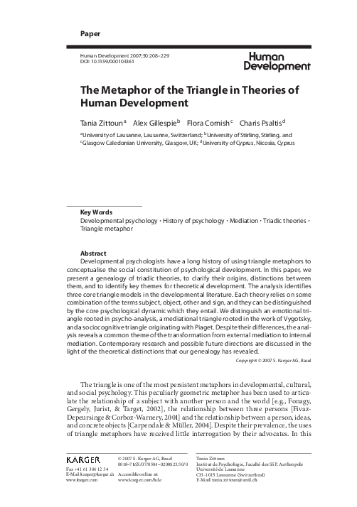 (PDF) The metaphor of the triangle in theories of human development