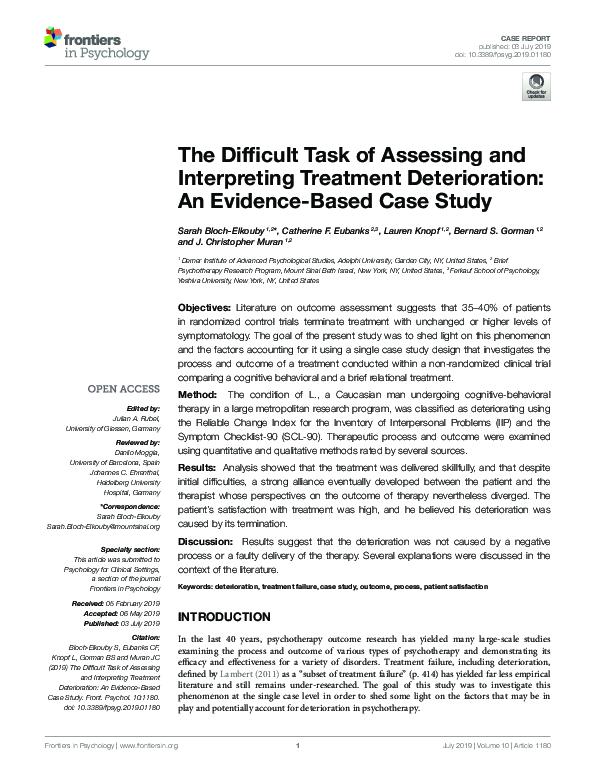 (PDF) The Difficult Task of Assessing and Interpreting Treatment ...