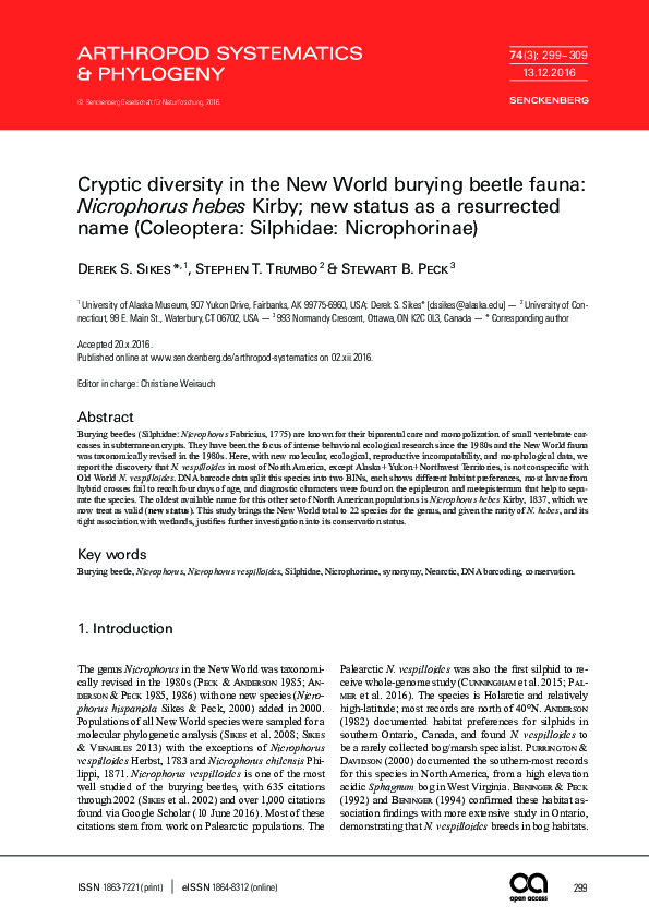 (PDF) Cryptic diversity in the New World burying beetle fauna ...